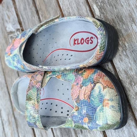 Klogs | Shoes | Klogs Ladies Velcro Strap Floral Leather Low ...